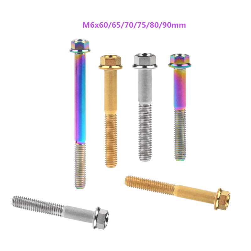 Titanium Ti Flange Hex Head Bolt Rainbow M6x60/65/70/75/80/90mm Fit ...