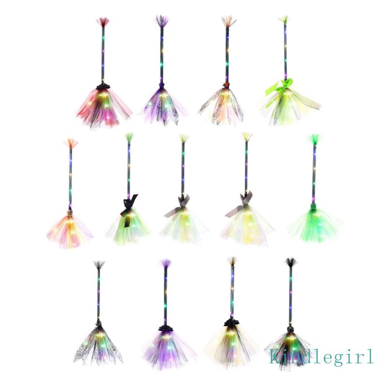 KING Lighted Witch Broom with LED Lights Halloween Witches Broomsticks ...