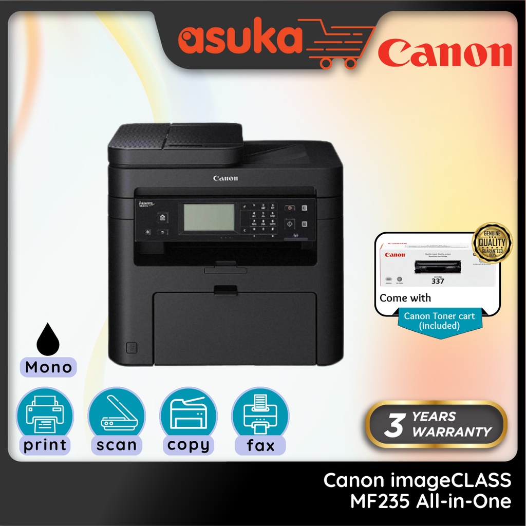 Canon imageCLASS MF235 All-in-One (Print, Copy, Scan, Fax) Mono Laser ...