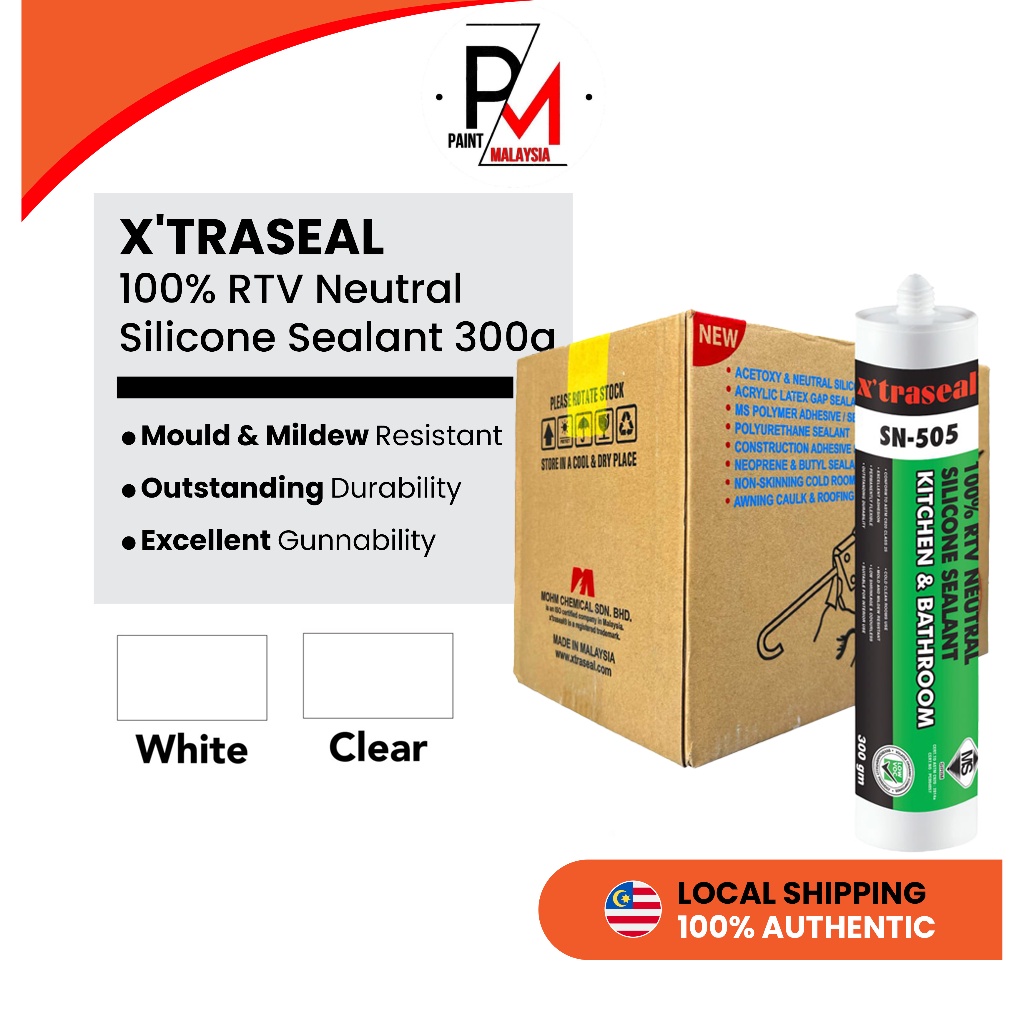 Xtraseal 100% RTV Neutral Silicone Sealant Kitchen & Bathroom SN-505 ...