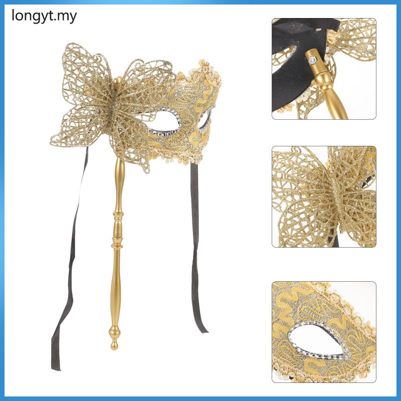 Handheld Masquerade Mask Venetian Butterfly Masks Women Stick Eye ...