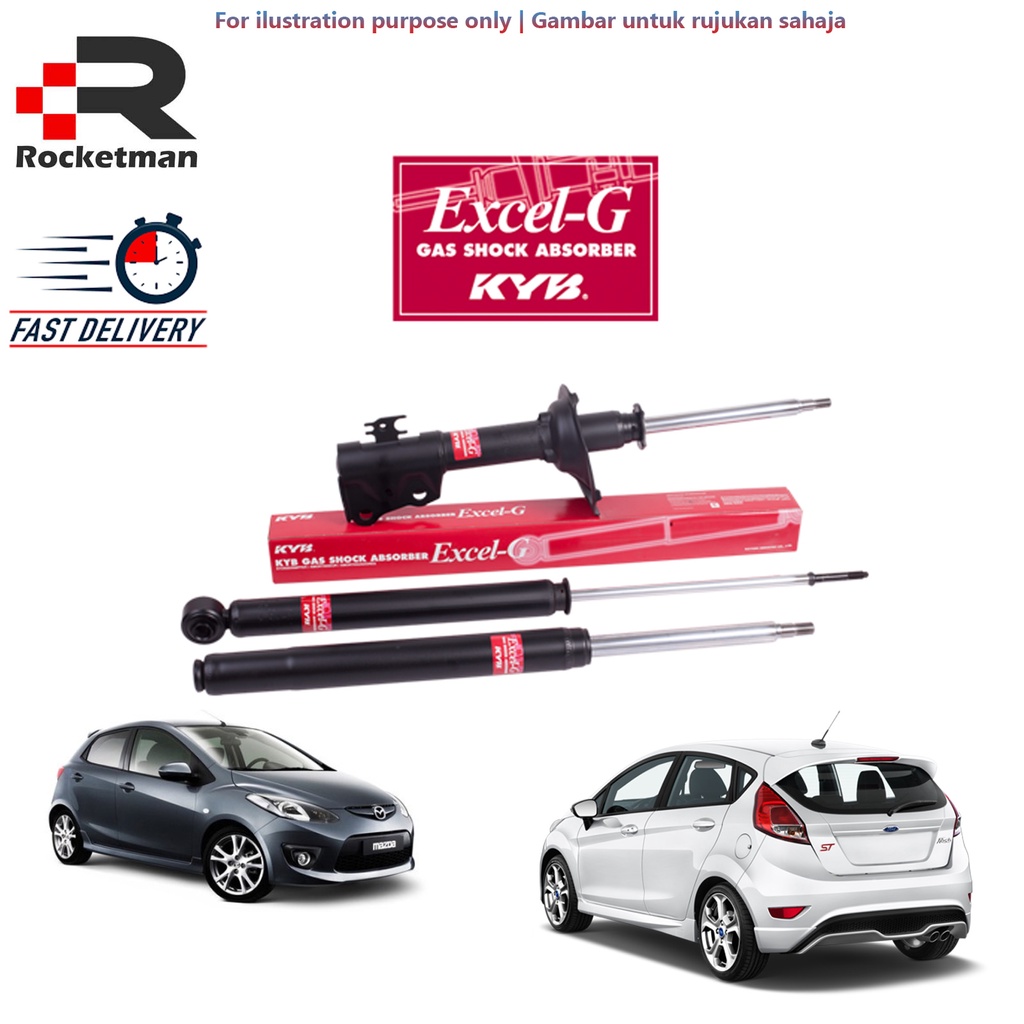 KYB SHOCK ABSORBER FORD FIESTA WT 2008-2019 MAZDA 2 DE 2007-2014 (2PCS ...