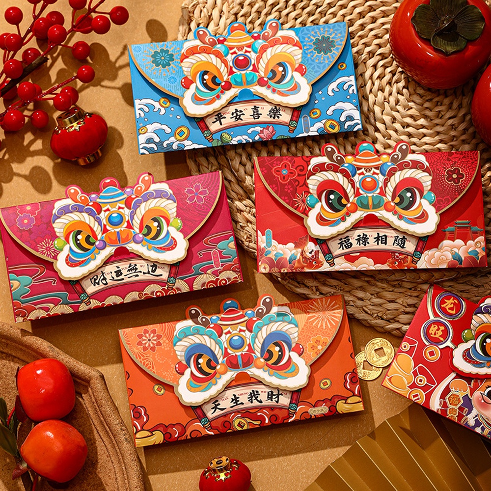 4/6PCS 2024龙年红包 Dragon Year Chinese Style Red New Year Packet Luck ...