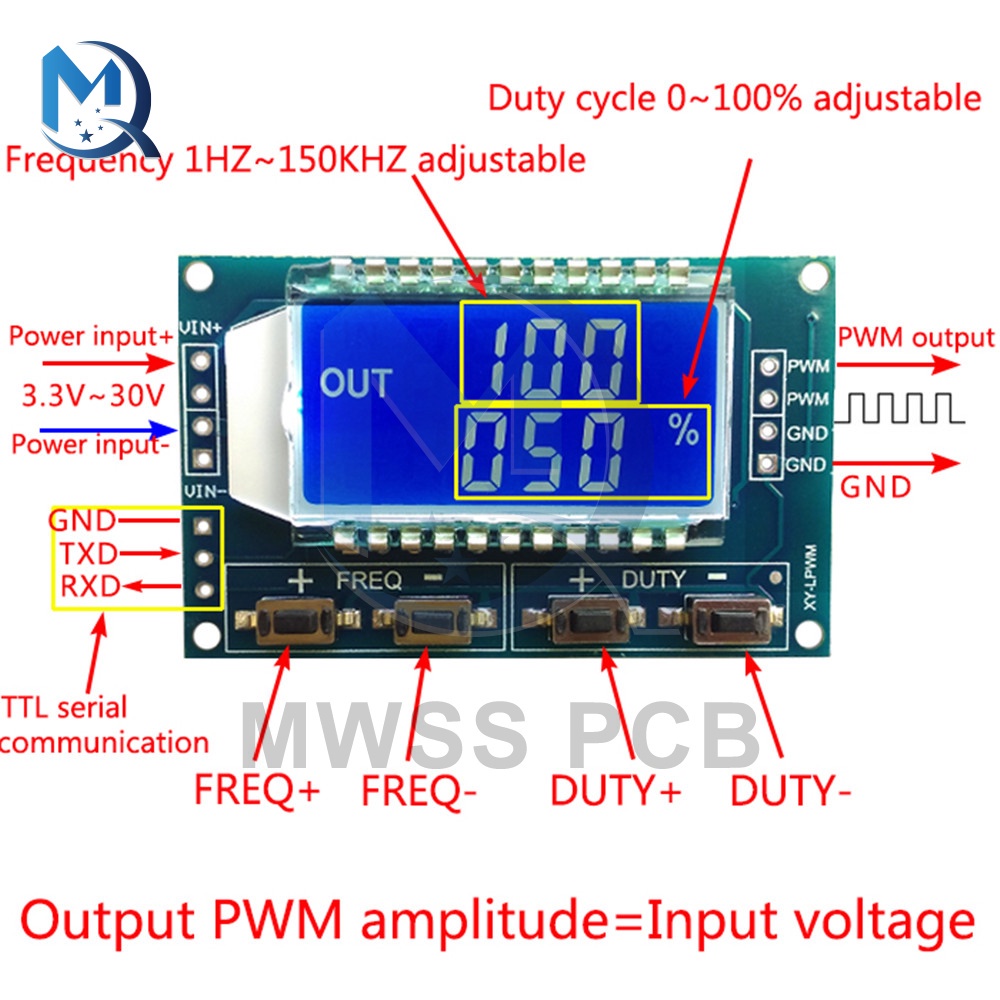 3.3V 30V PWM Pulse Frequency Duty Cycle Adjust Signal Generator Rectangular Square Wave Digital ...