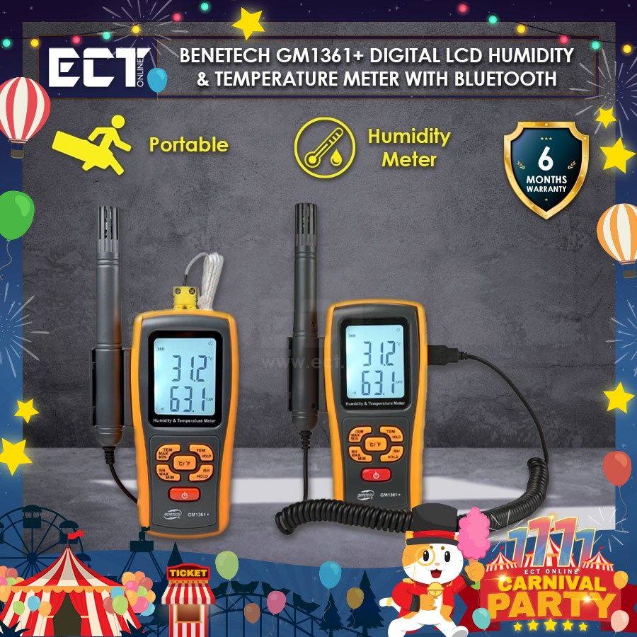 Benetech GM1361+ Digital LCD Humidity & Temperature Meter with ...