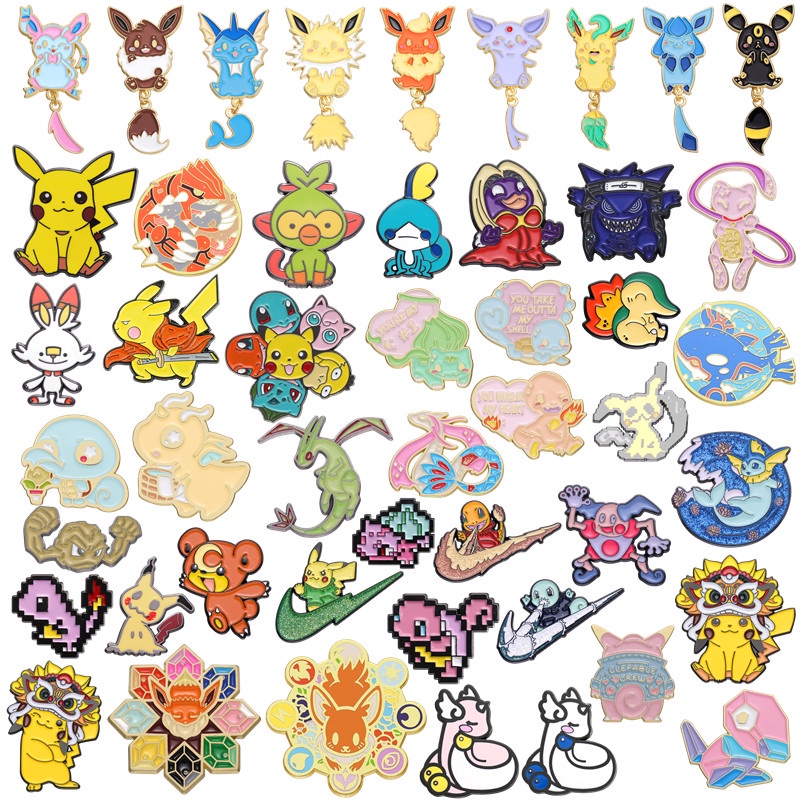 50 New Japanese Anime Pokémon Enamel Brooches Pokémon Elf Backpack ...