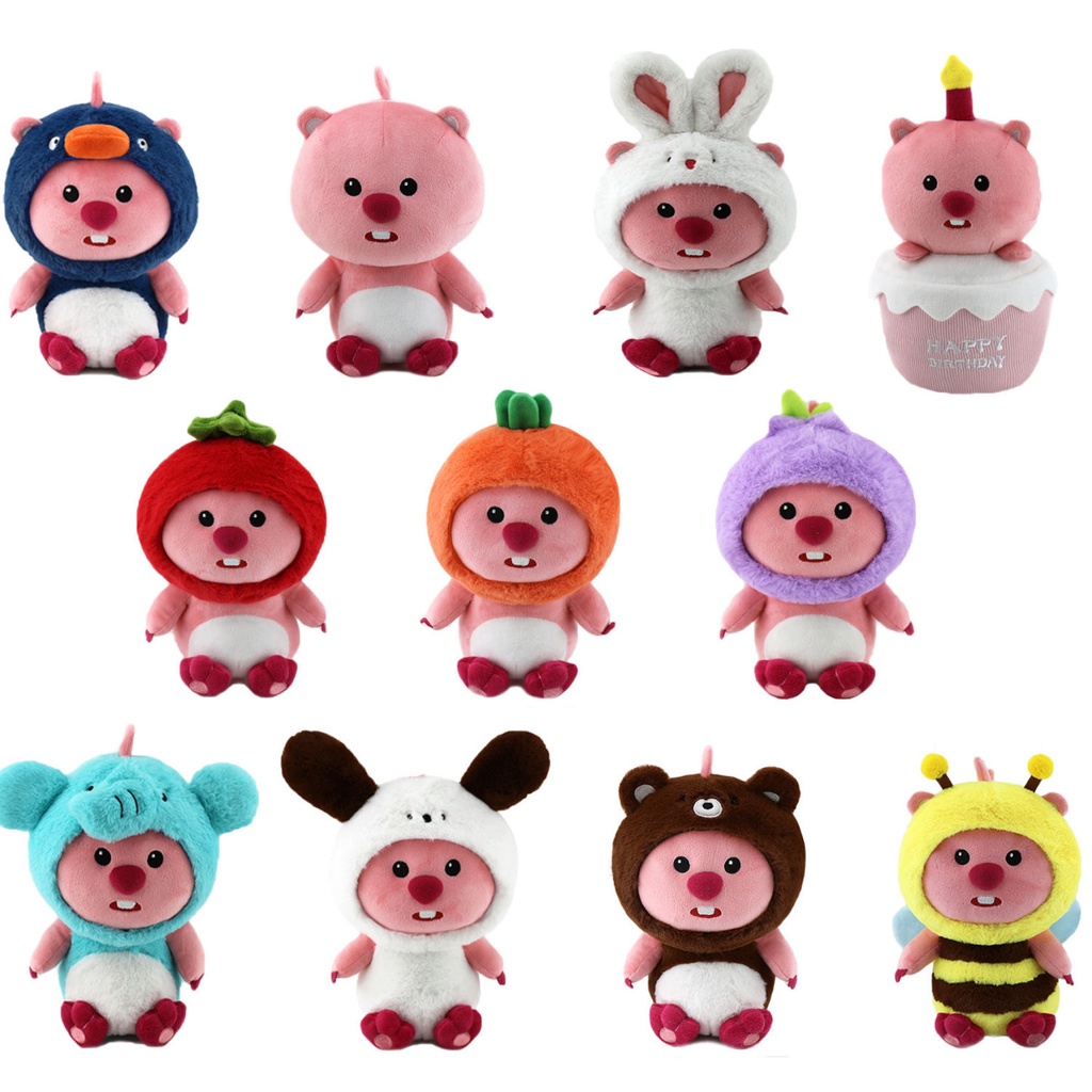 22cm Cute Change Costume Beaver Loopy Fruit Series Doll Plush Stuffed ...
