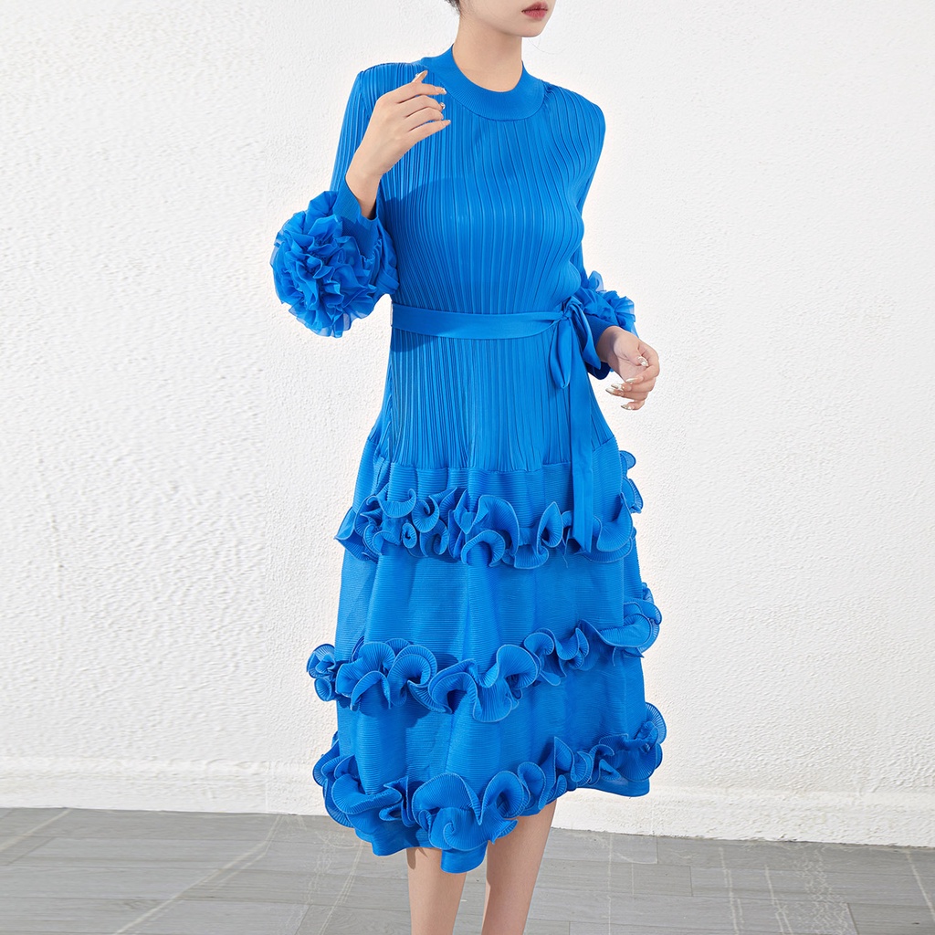 Pleated Clothes Issey Miyake Pleated Temperament Mid Length Dress Women