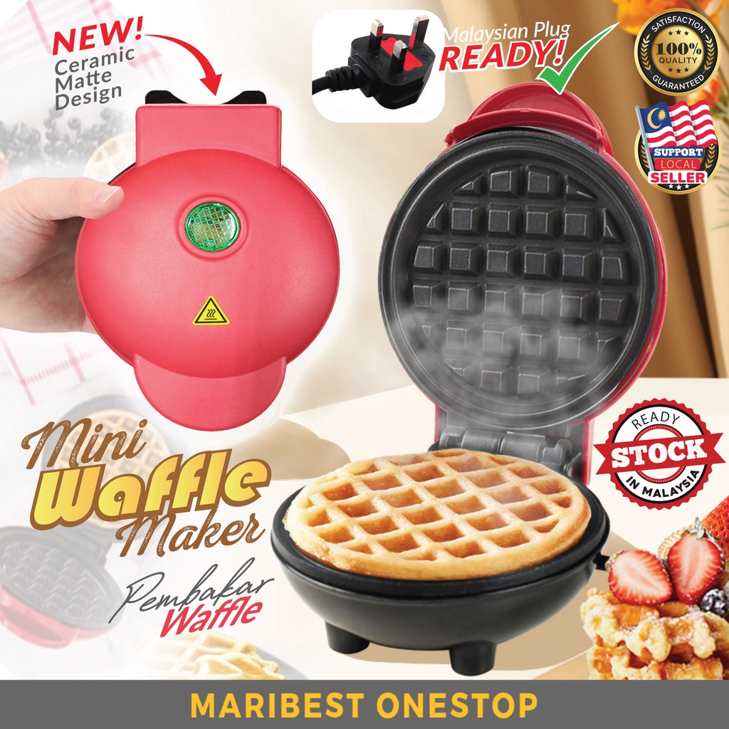 Mini Waffle Maker Pembakar Waffle Machine Ceramic Coating Waffle Mix ...