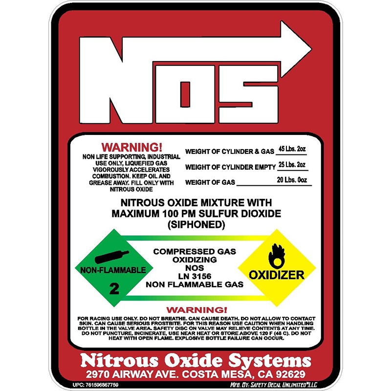 JDM Car Stickers NOS Nitrous Oxide Systems Stickers Tuning Racing Vinyl ...