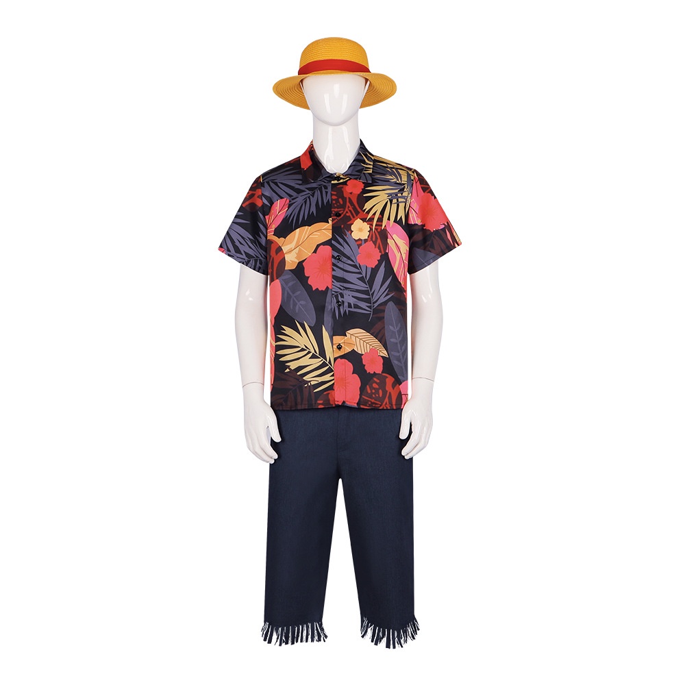 One Piece cos Clothing Luffy Collision Shirt Sunflower Half Sleeve ...