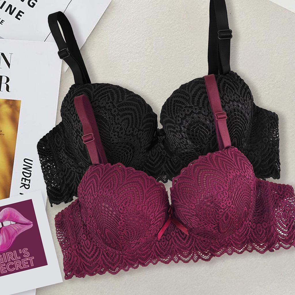Push Up Breathable Lace Bra Cup AB #34-#38 Underwired PERFECT Support ...