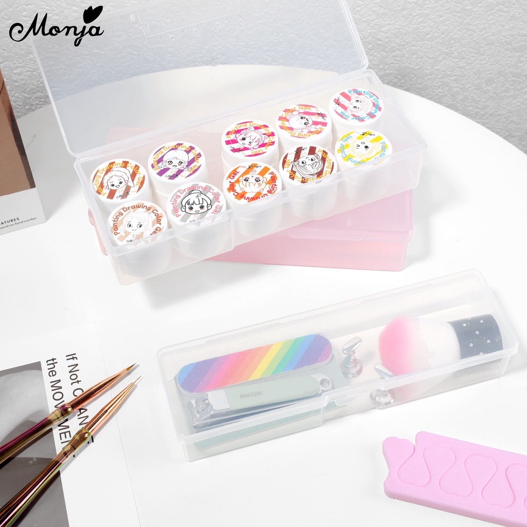 Monja Storage Box Nail Art Tool Container Storage Rectangular Semi ...