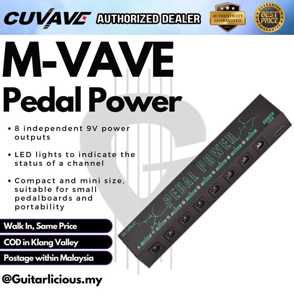 M-Vave Pedal Power, 8 Isolated Ports Guitar Pedal Effect Power Supply ...