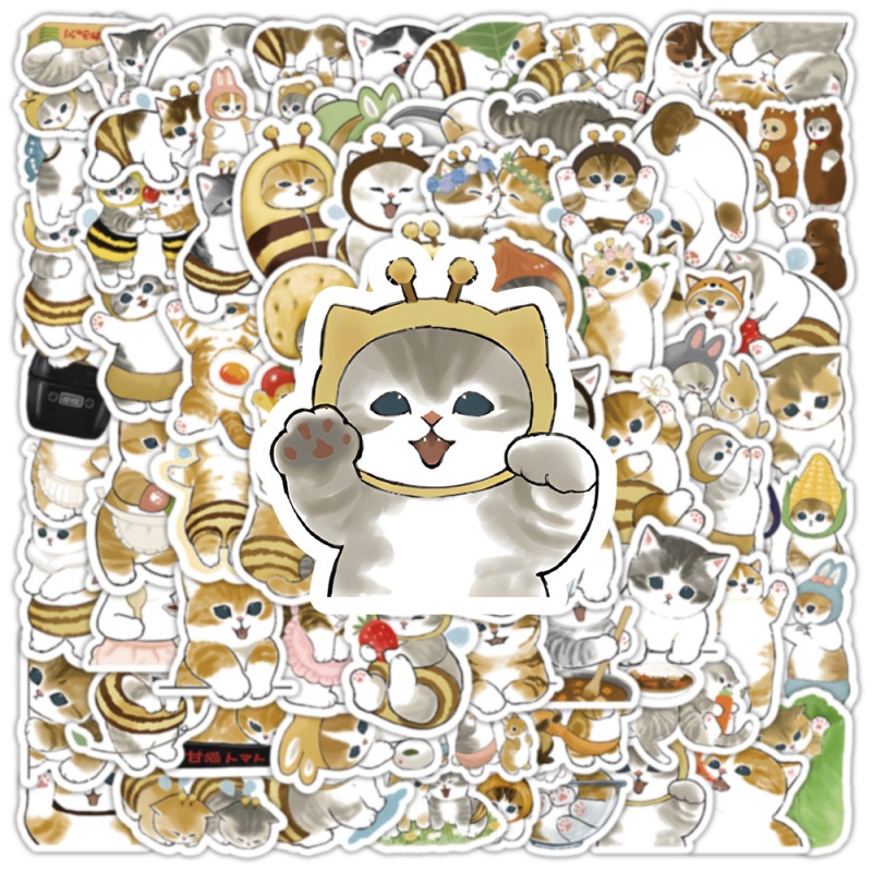 100PCS Cat Stickers for Aquaflask Phone Laptop Tumbler, Cute Cat ...