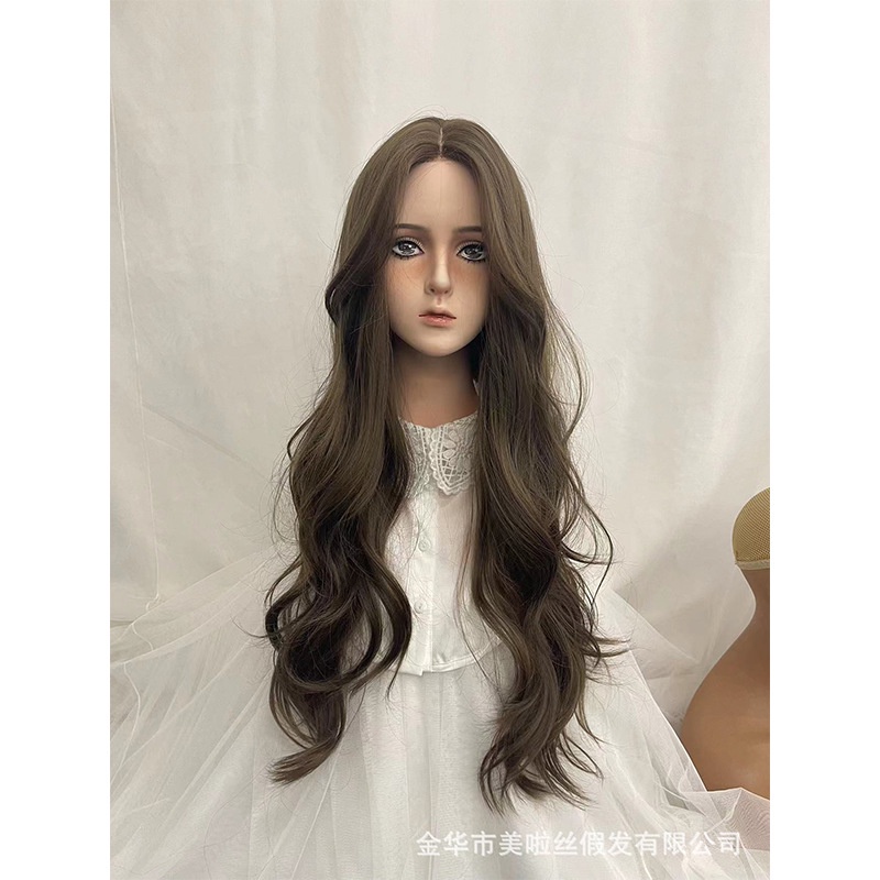 002-1 Hot Sale Cross-Border Forehead Lace Wig Female Medium Long Wig ...