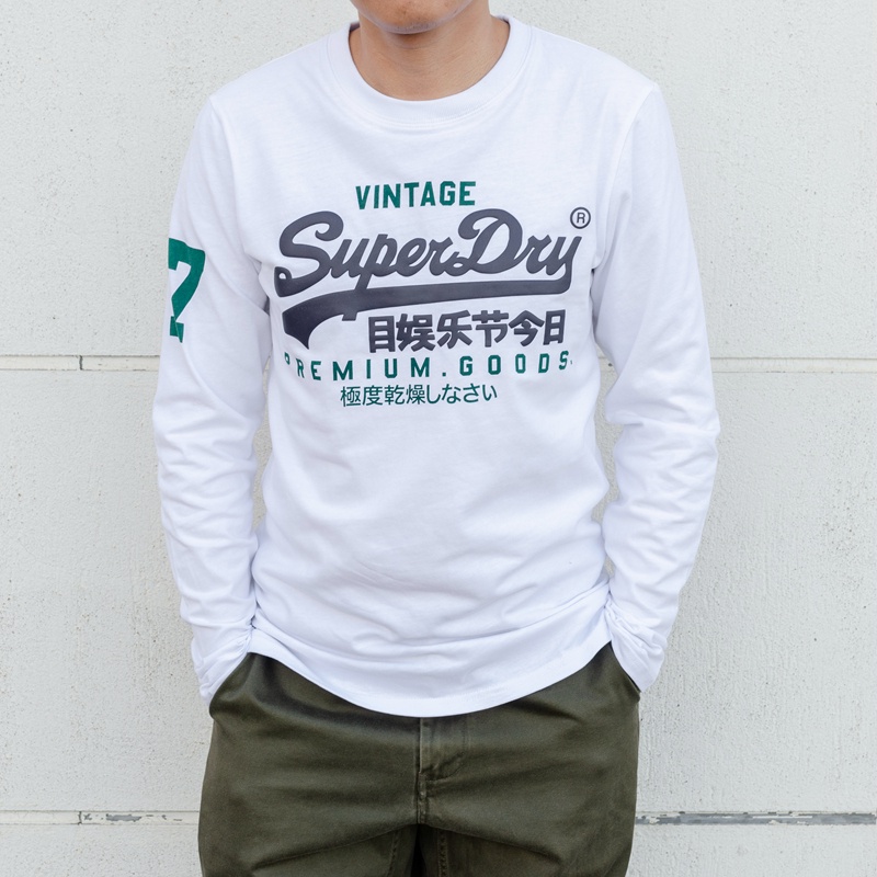 Superdry Men's Extremely Dry Pure Cotton Round Neck Long Sleeve Letter ...