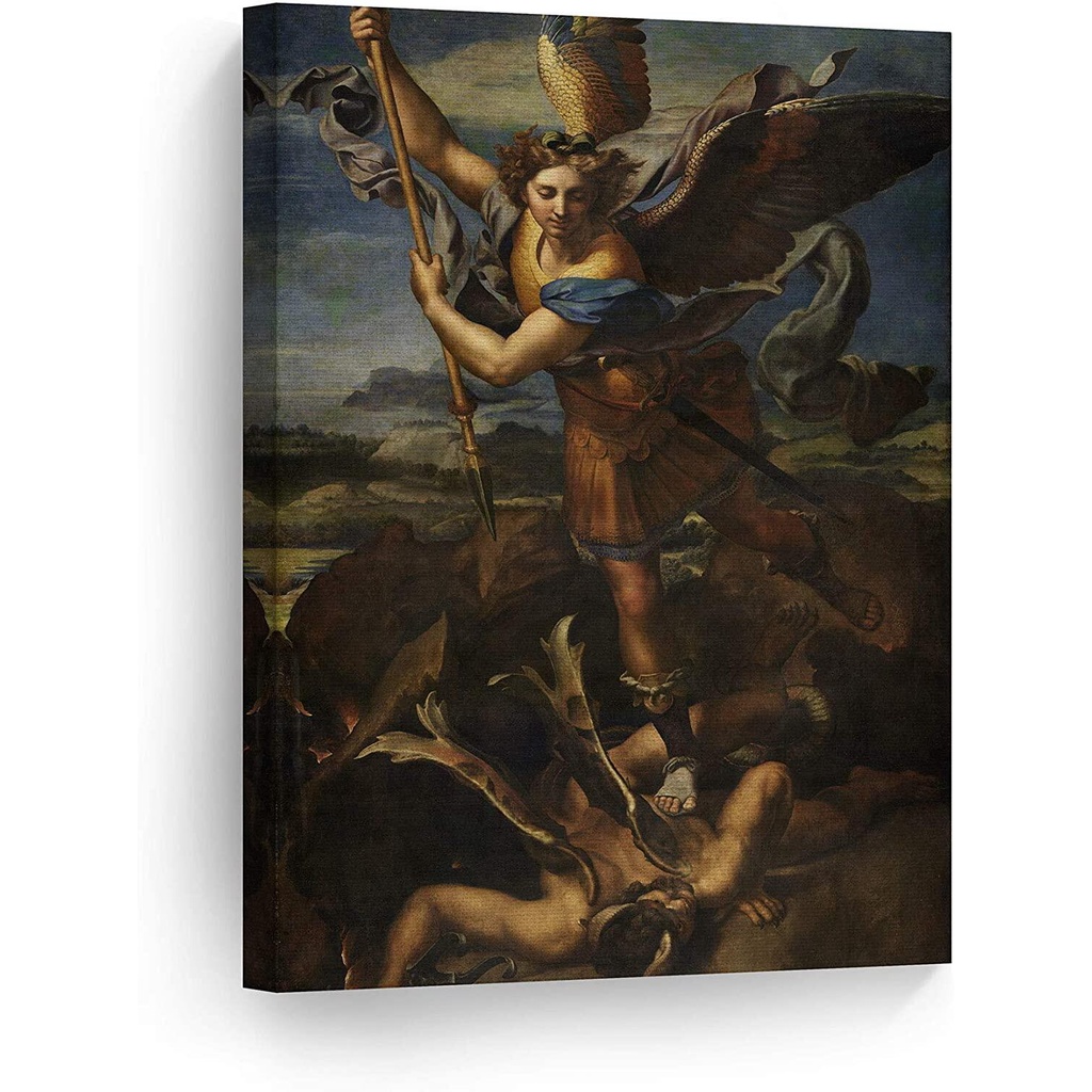 St Michael Slaying The Devil by Raphael Art Canvas Print Famous Fine ...