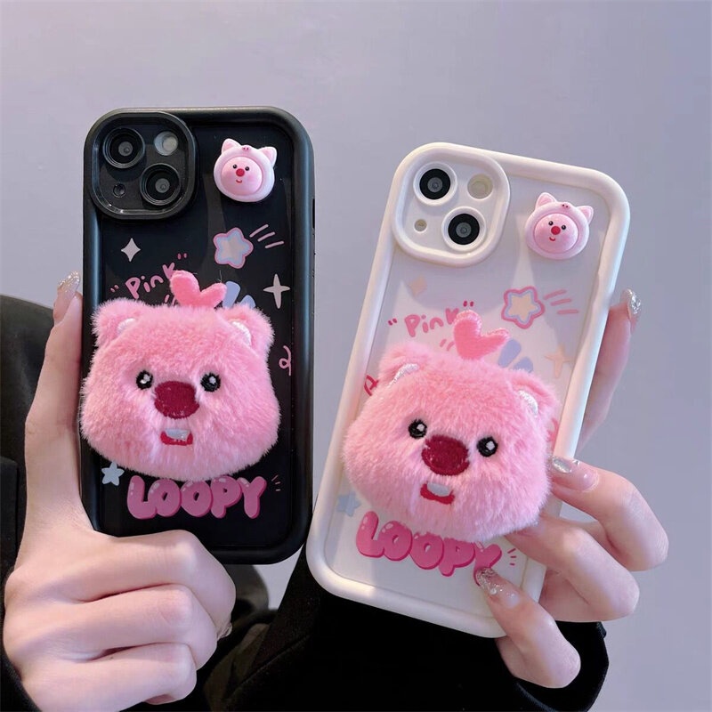 New Cute Pink 3D Plushie Doll Loopy Phone Case For OPPO Reno 2 3 4 5 ...