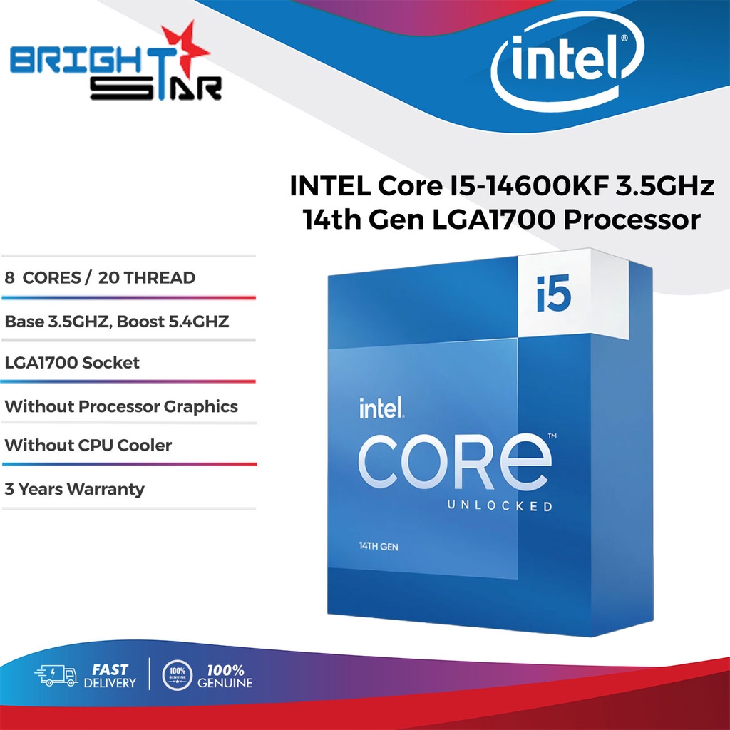 INTEL Core I5-14600KF 3.5GHz 14th Gen LGA1700 Processor | Shopee Malaysia