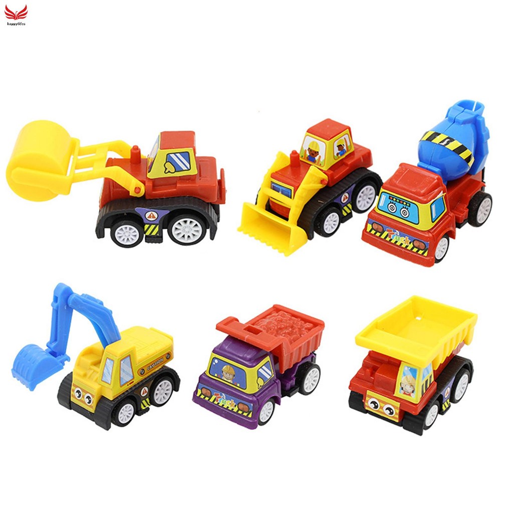 6 Pieces Of Cartoon Mini Pull Back Toy Car Set Friction Pocket | Shopee ...