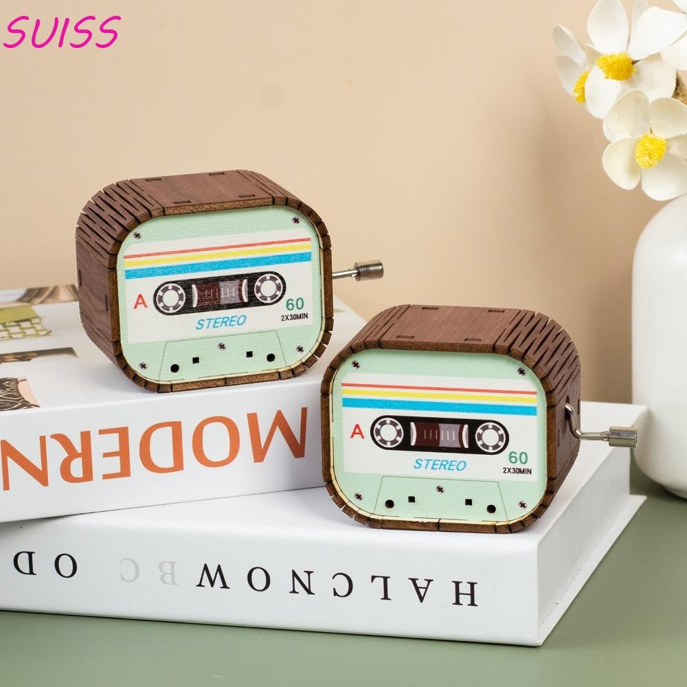 SUISS Hand Cranked Wooden Music Box, Musical Happy Birthday To You ...