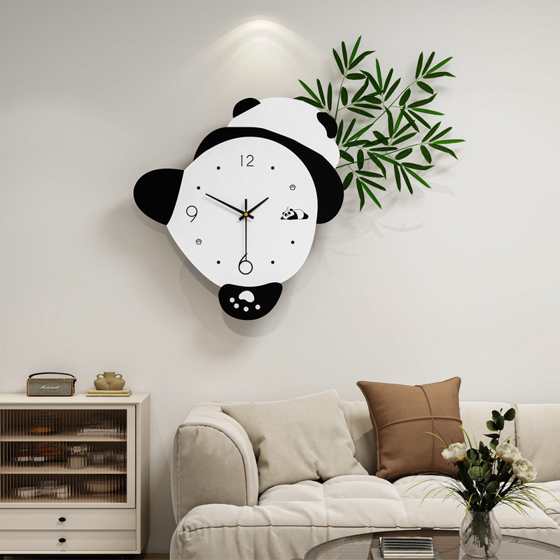 Panda Clock Wall Clock Living Room High-End Creative Silent Restaurant ...