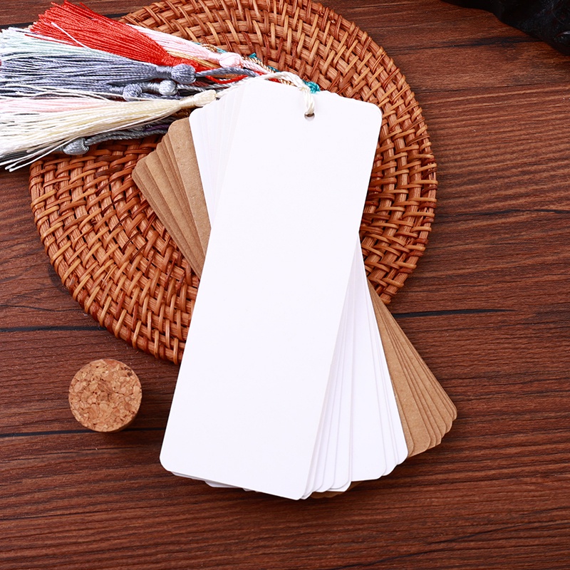 12 Pcs Pure Color Blank Rectangle Bookmark with Tassels Student ...