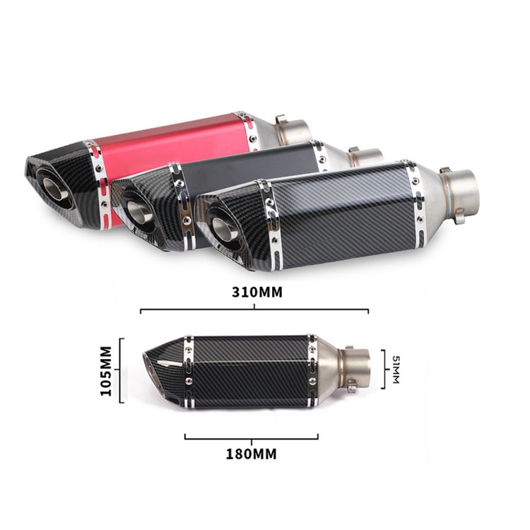 310mm Short Stainless Steel Universal Hexagon Motorcycle Exhaust Tip ...