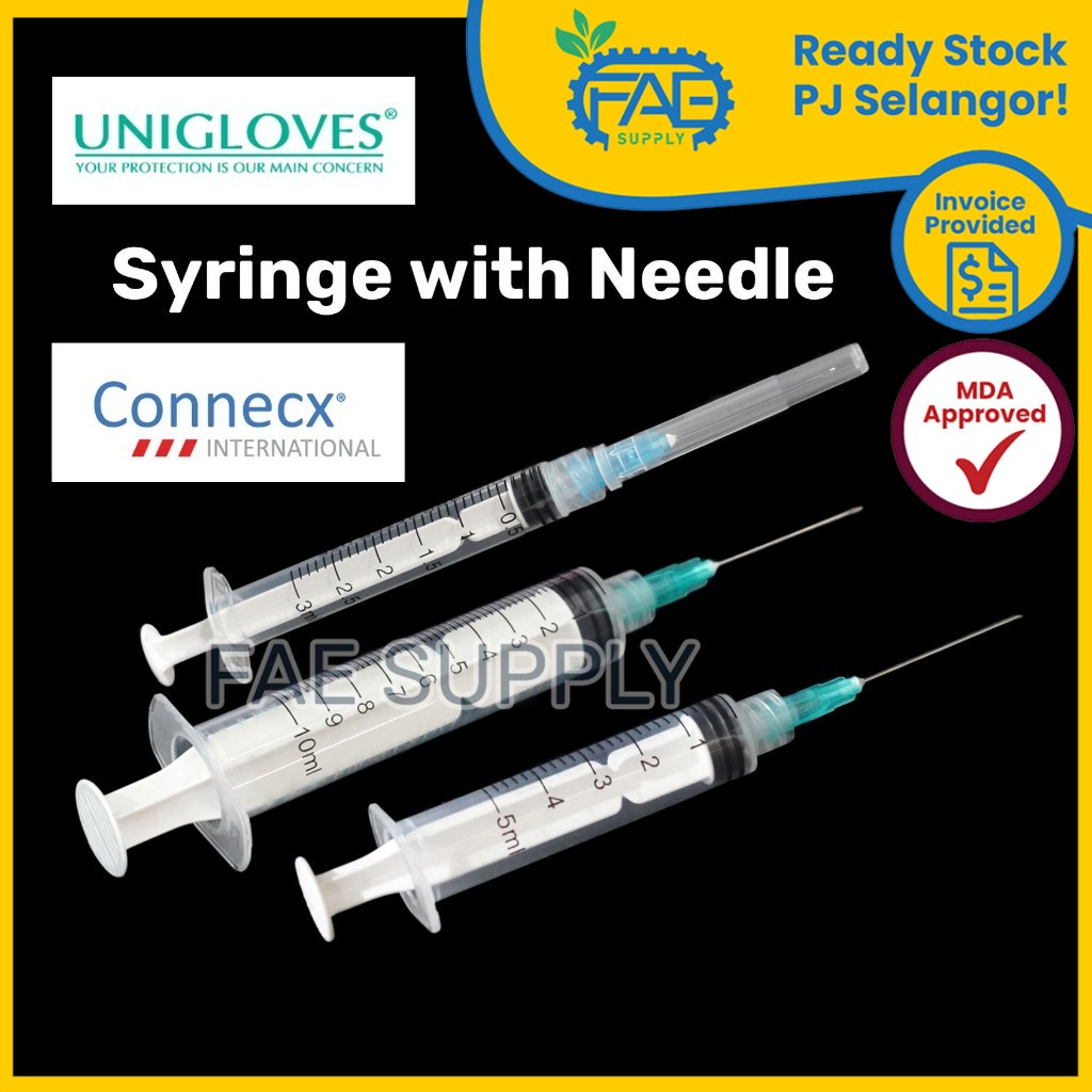 Syringe Picagari Luer Lock With Needle MDA 1/3/5/10 mL CC 21G 23G 25G ...