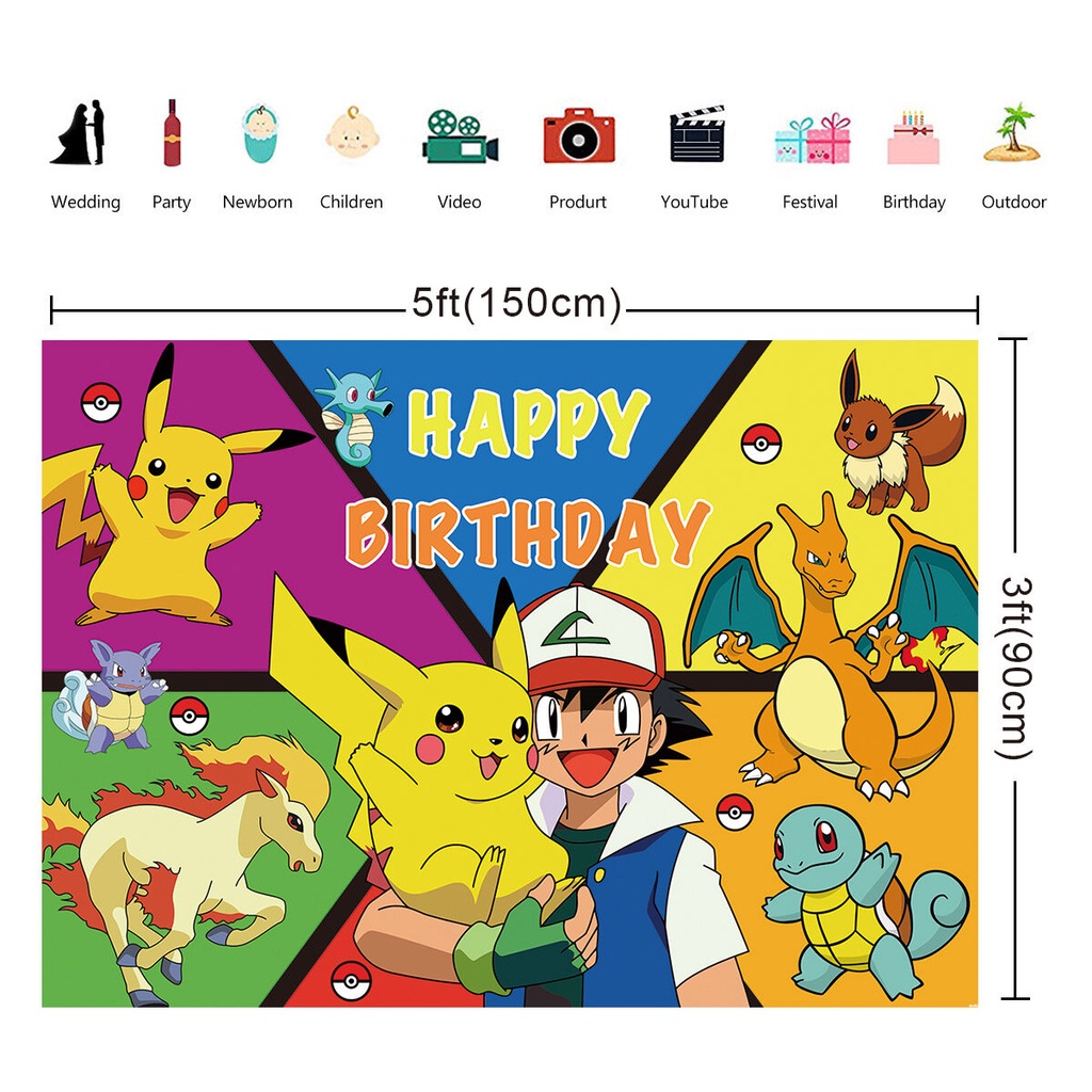 【Ready Stock】Pokemon Birthday Decoration set Pokemon Party Decorations ...