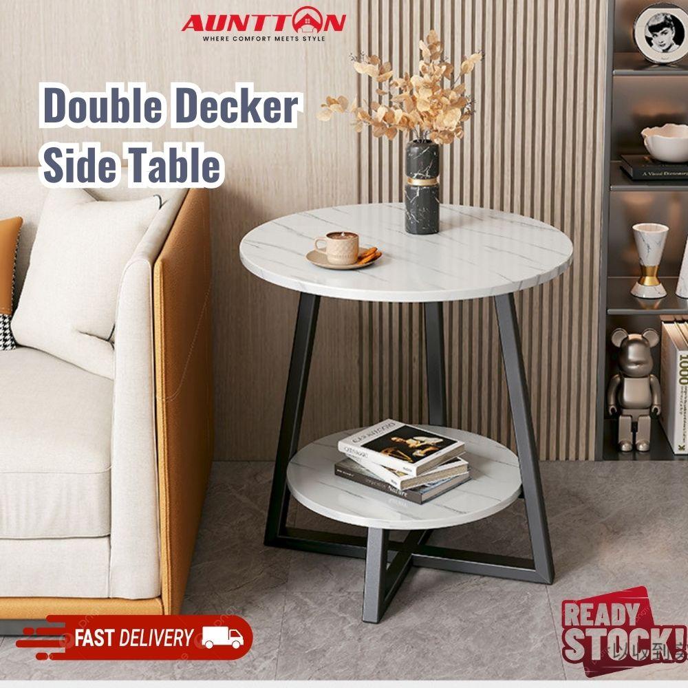 Minimalist Living Room Round Double Decker Side Table With Storage ...