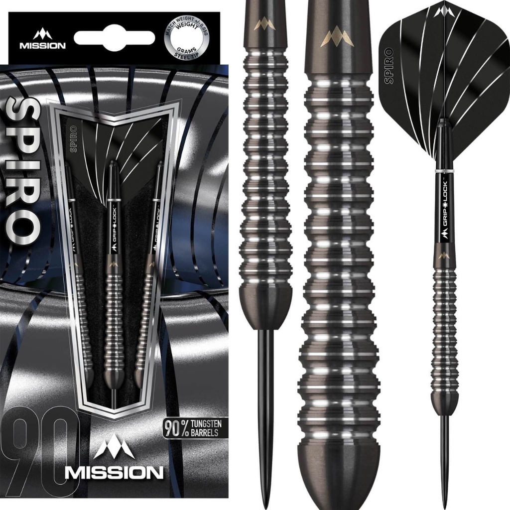 MISSION STEEL TIP DART - 20G/22G/24G SPIRO M2 Graphite PVD BLACK Steel ...