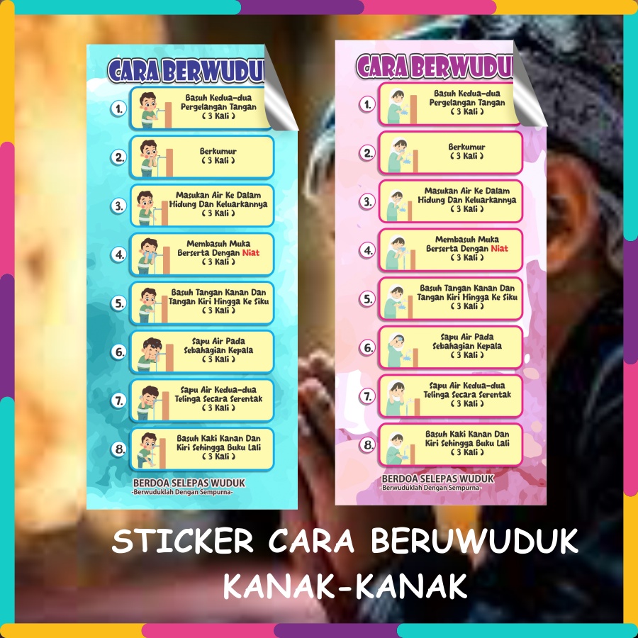 Sticker WATERPROOF Panduan Cara Berwuduk Kanak-Kanak | Mengajar cara ...