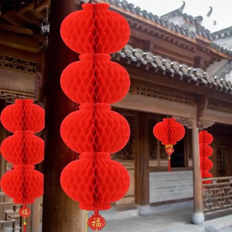 MERAH Chinese New Year 2024 - Red Folding Lanterns Stacking 5 Outdoor ...