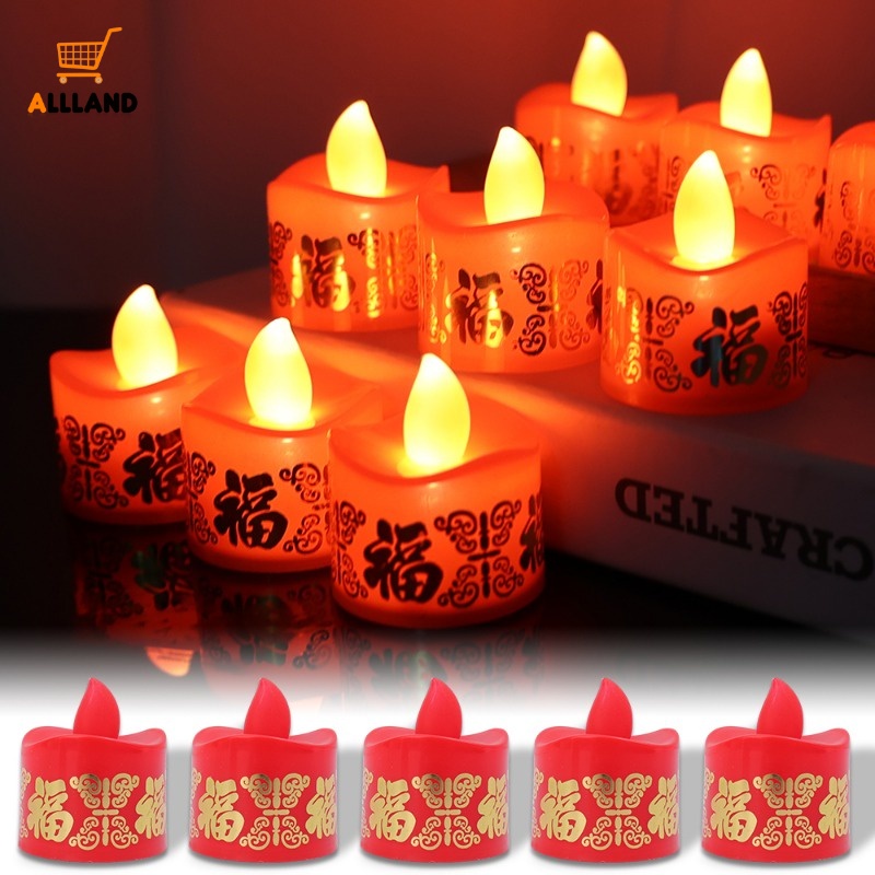 Red Fu Character Electronic Candle/ Simulation Flameless Candle Light ...