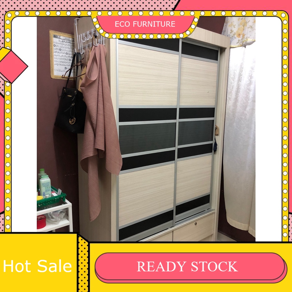Almari Baju Kayu Almari Pakaian 2 Pintu 2 Laci L46" W20" H72" | Shopee ...