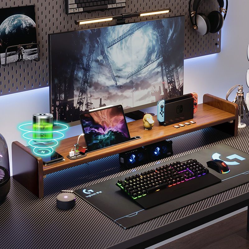 Computer Heightening Frame Usb Socket Desk Monitor Bracket Solid Wood ...