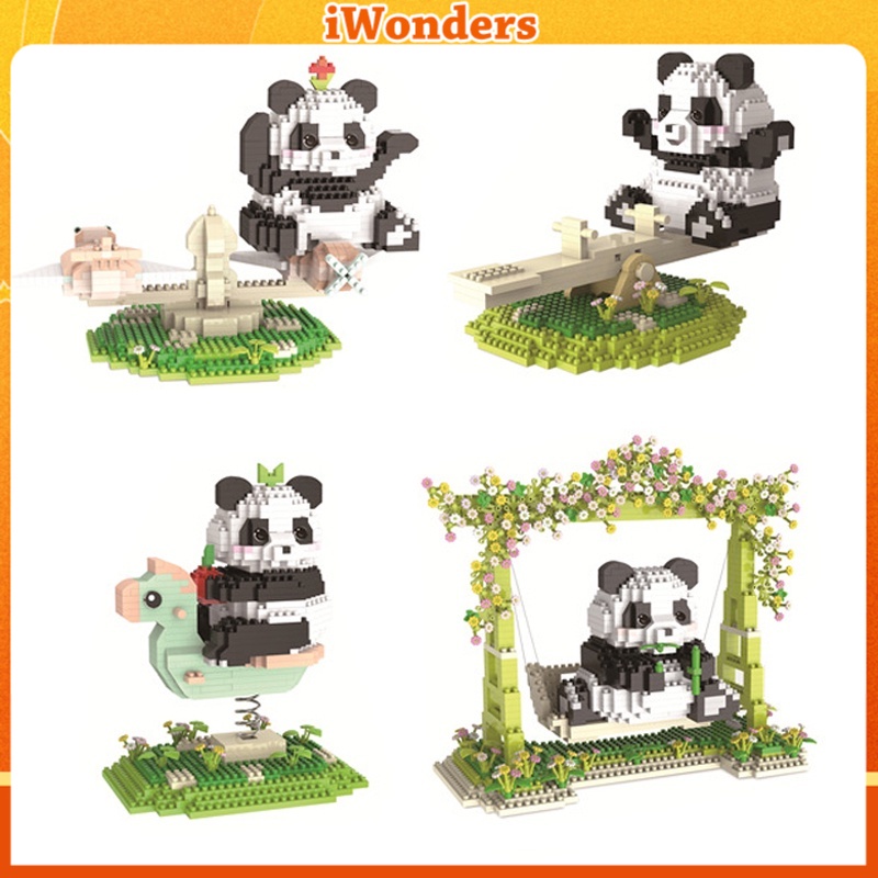 Nano Block Animal Rocking Horse-Panda Building Block Cute Spinner Plane ...