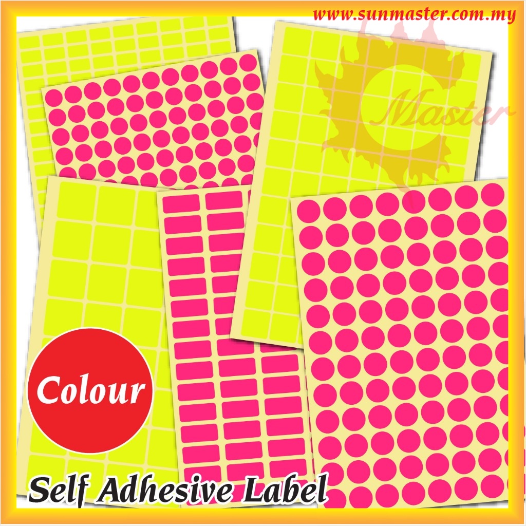 Self Adhesive Colour Labels Sticker | Squre Retangle | Penanda Buku ...