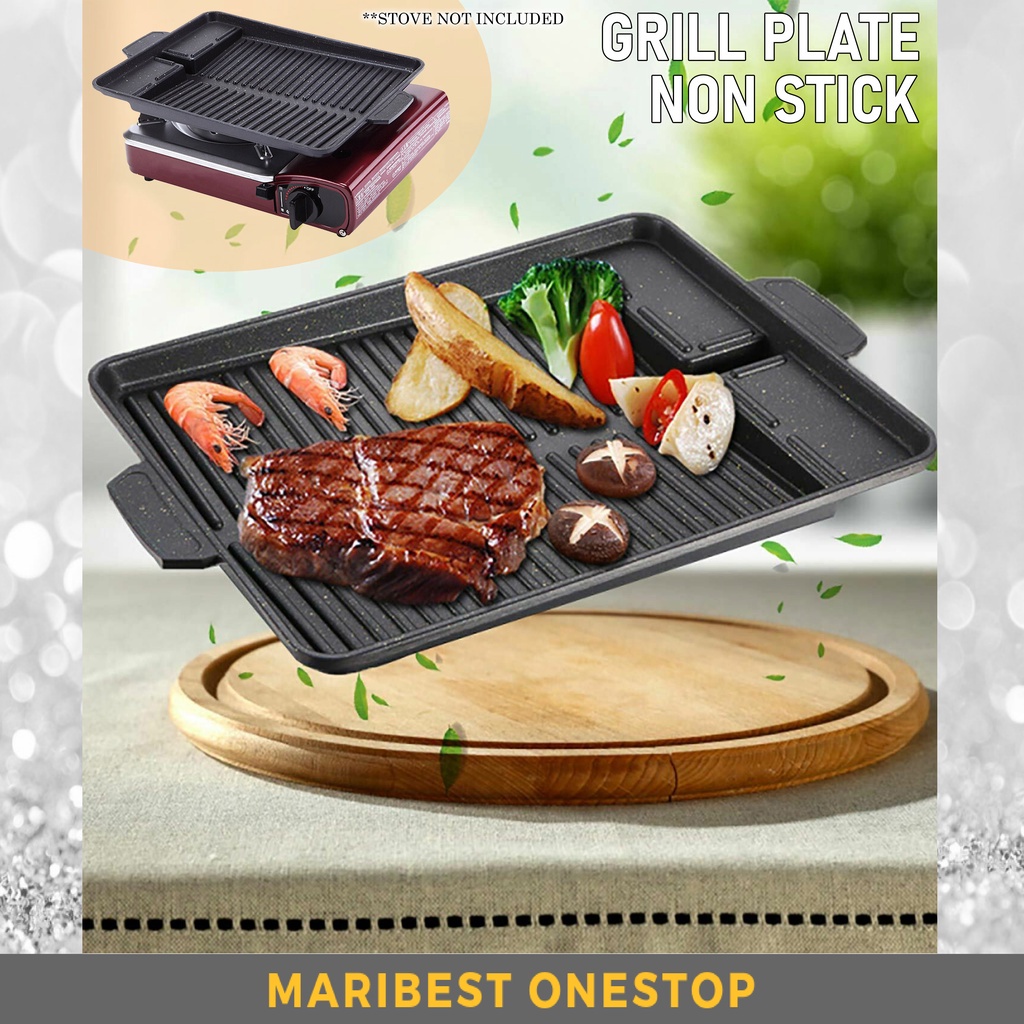 BBQ GRILL PLATTER NON STICK BBQ GRILL Pan Outdoor Barbecue Plate Stove ...