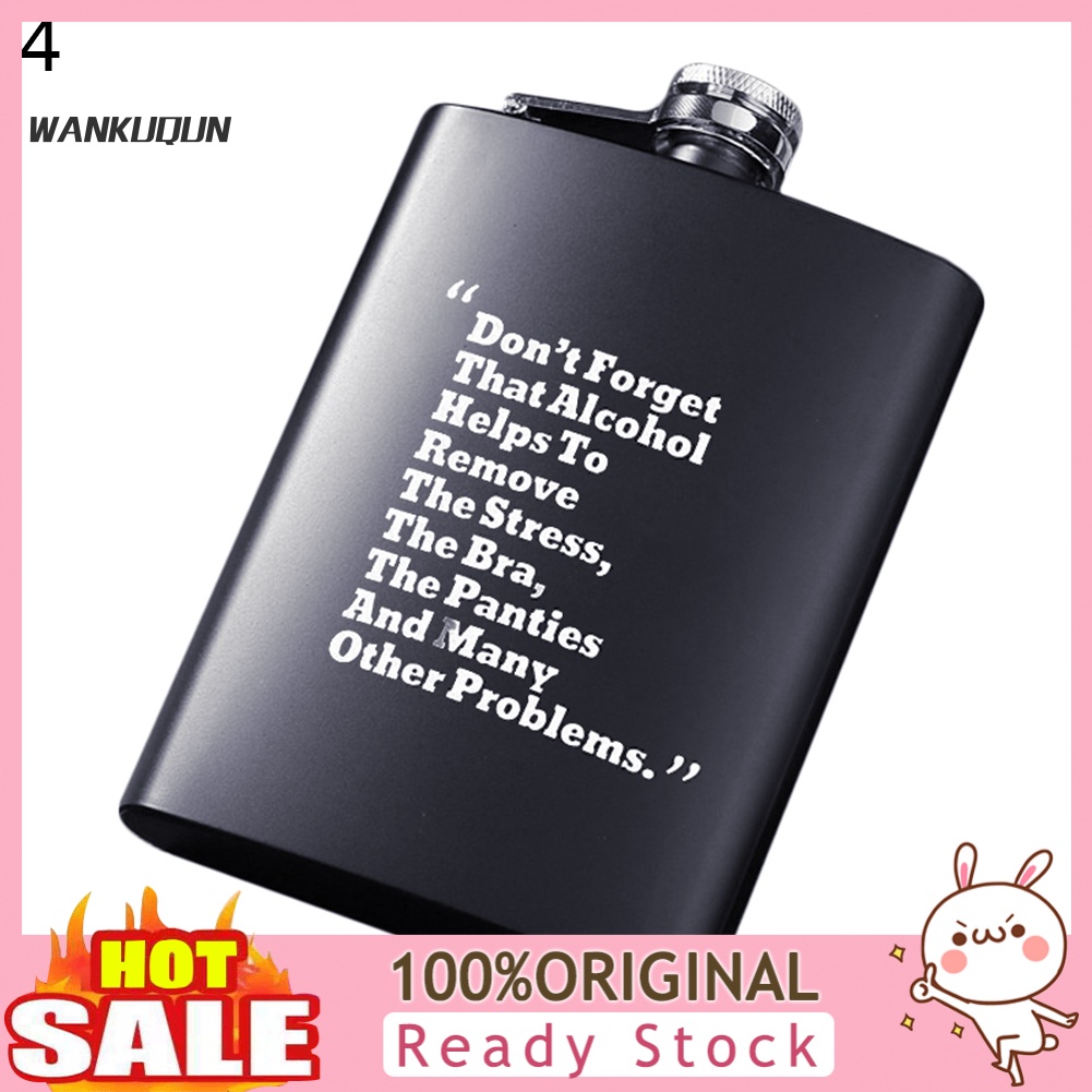 [Ready stock] 8oz Men Funny Letter Print Stainless Steel Hip Flask ...