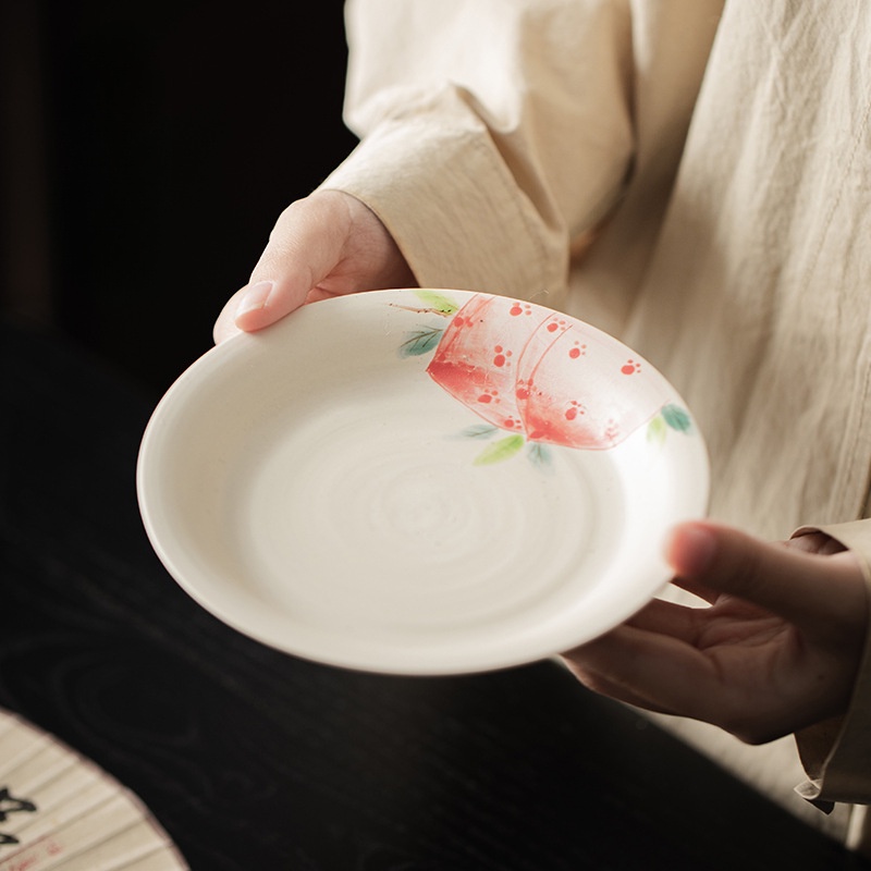 Shajifeng Pink Lead Pastel Hand-Painted Dried Peach Pot Cheng Retro ...