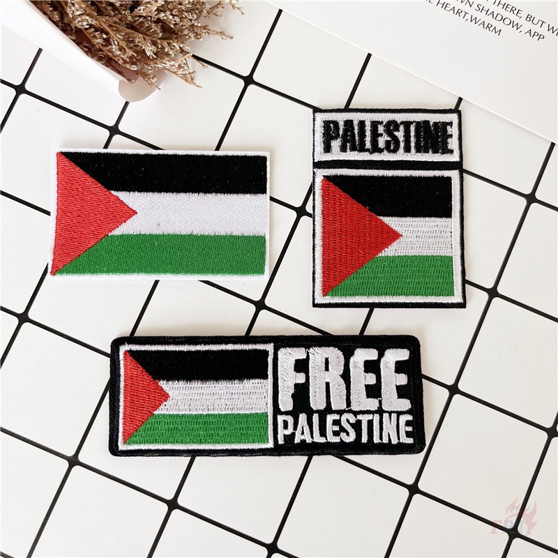 ♥ National Flag of Palestine Iron-On Patch ♥ 1Pc Free Palestine DIY Sew on Iron on Badges ...