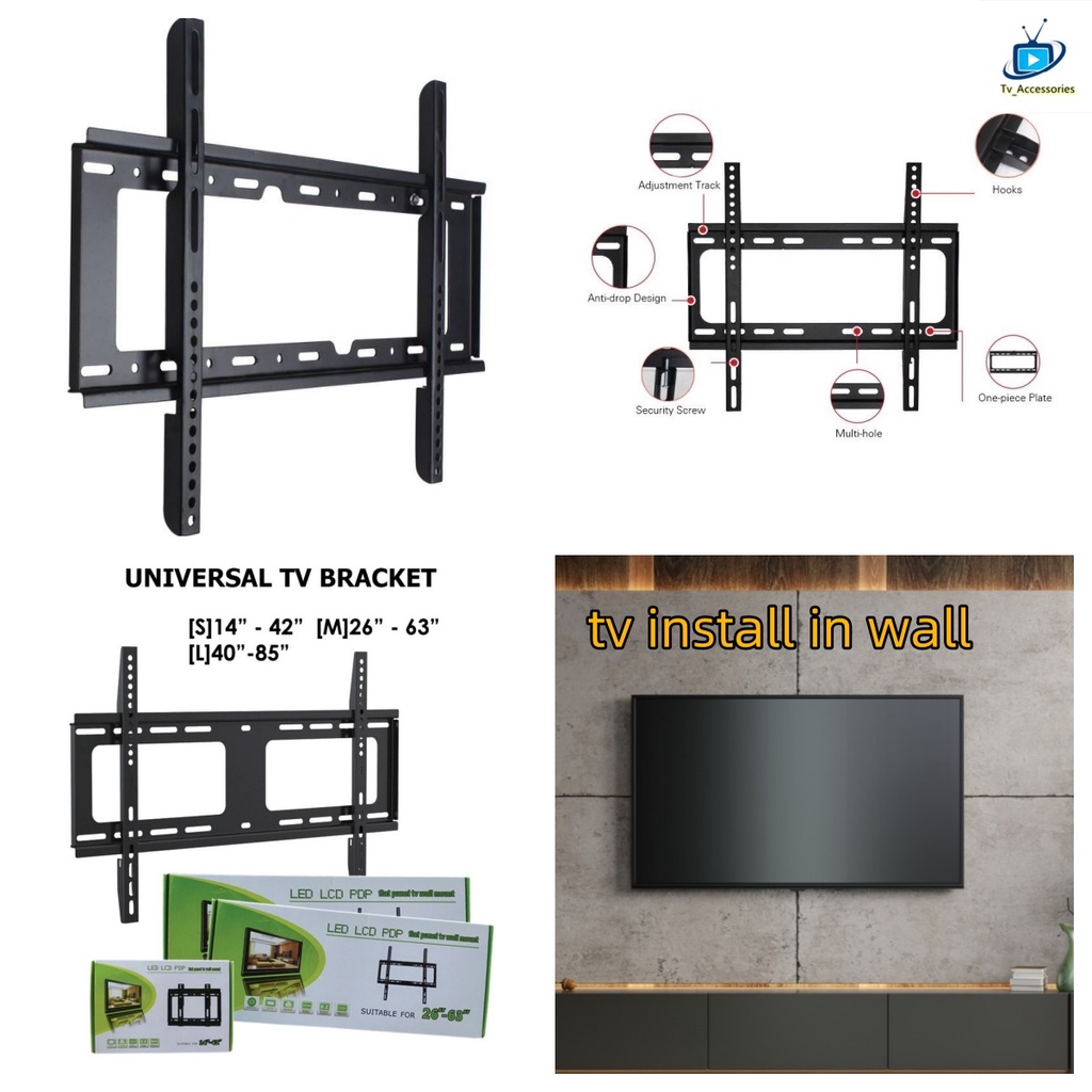 tv hanging wall bracket ( fix 14''-85'' ) inches television led /led ...