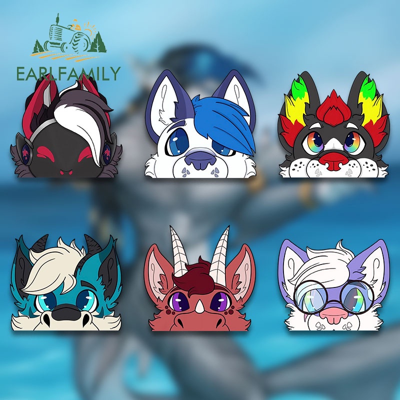 EARLFAMILY 13cm Furry Wolf Peek Amusing Fanart Car Sticker Dog Animal ...