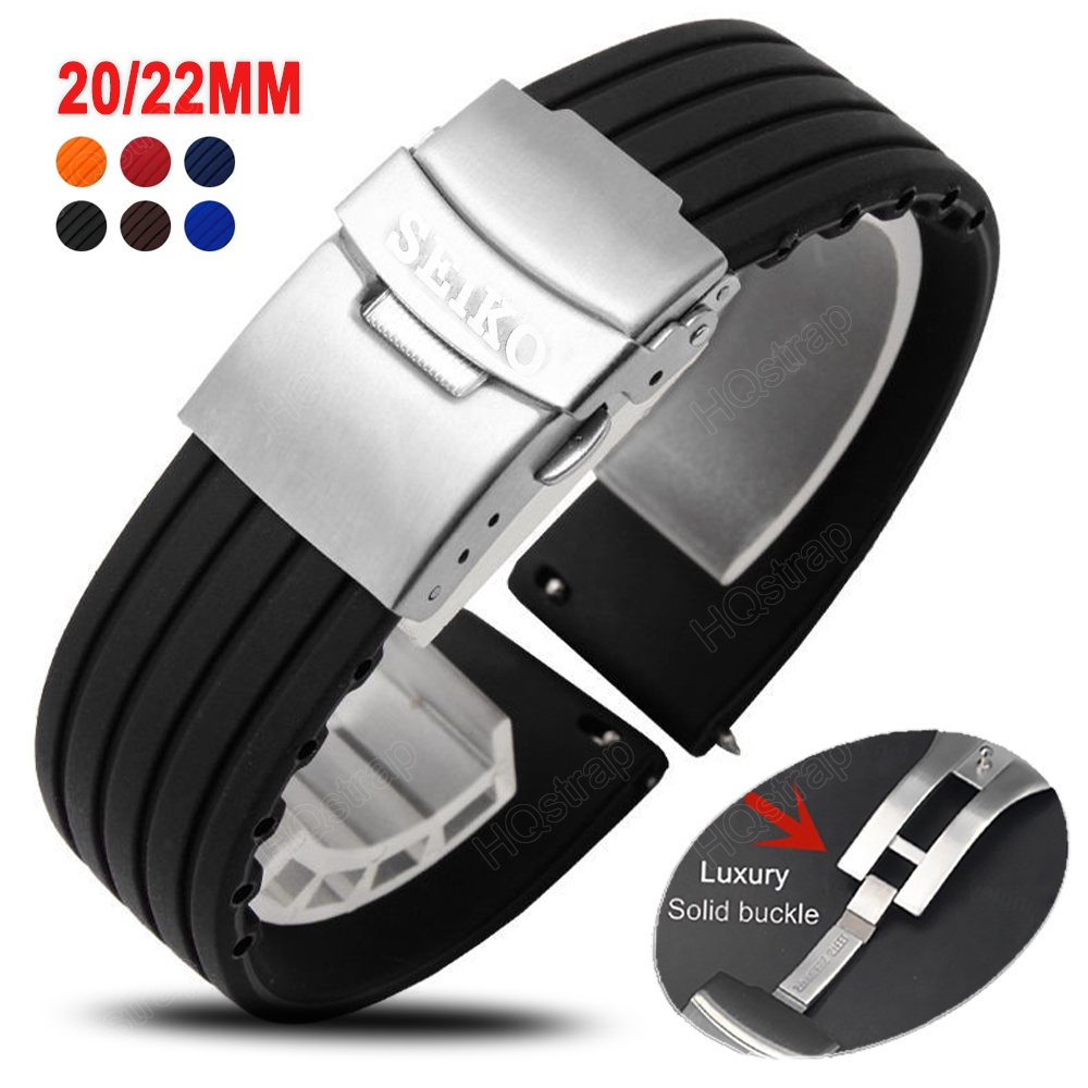 20mm 22mm Silicone Straps for Seiko Watch Band Universal Replacement ...