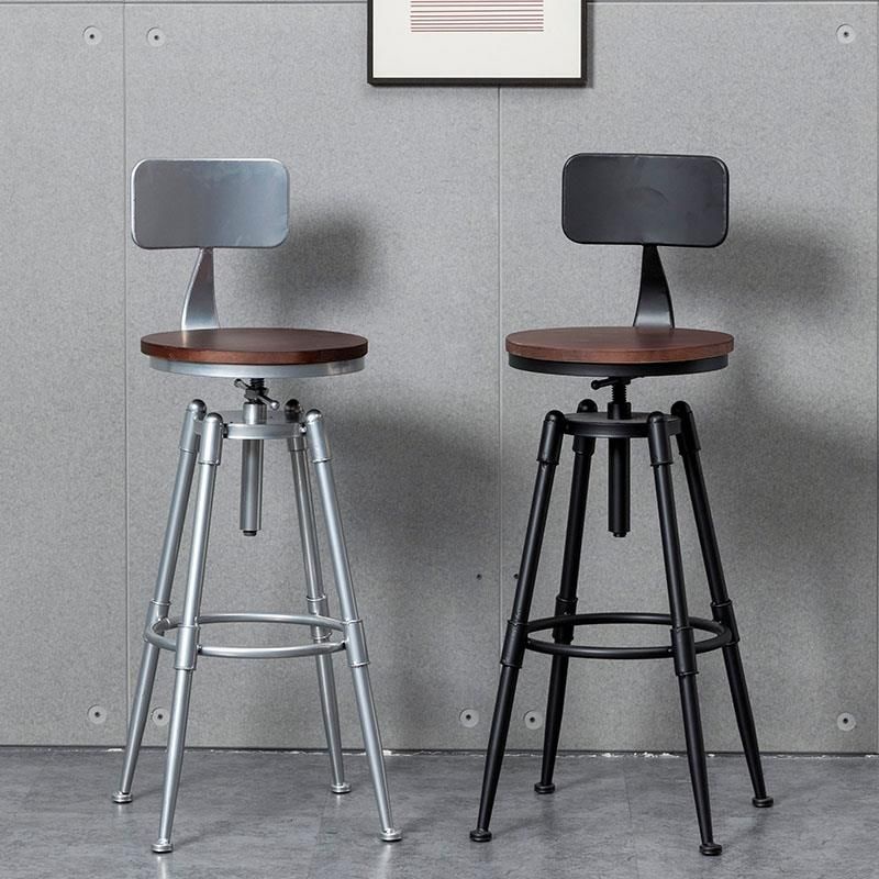 Bar Chair Rotating Lifting High Chair Retro Industrial Solid Wood High ...
