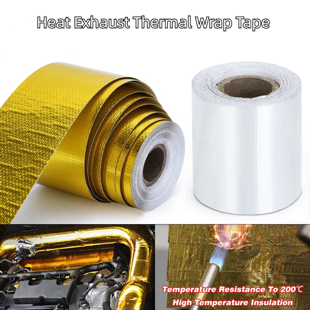 5m Gold Car Motorcycle Exhaust Wrap Pipe Header Heat Insulation Roll ...