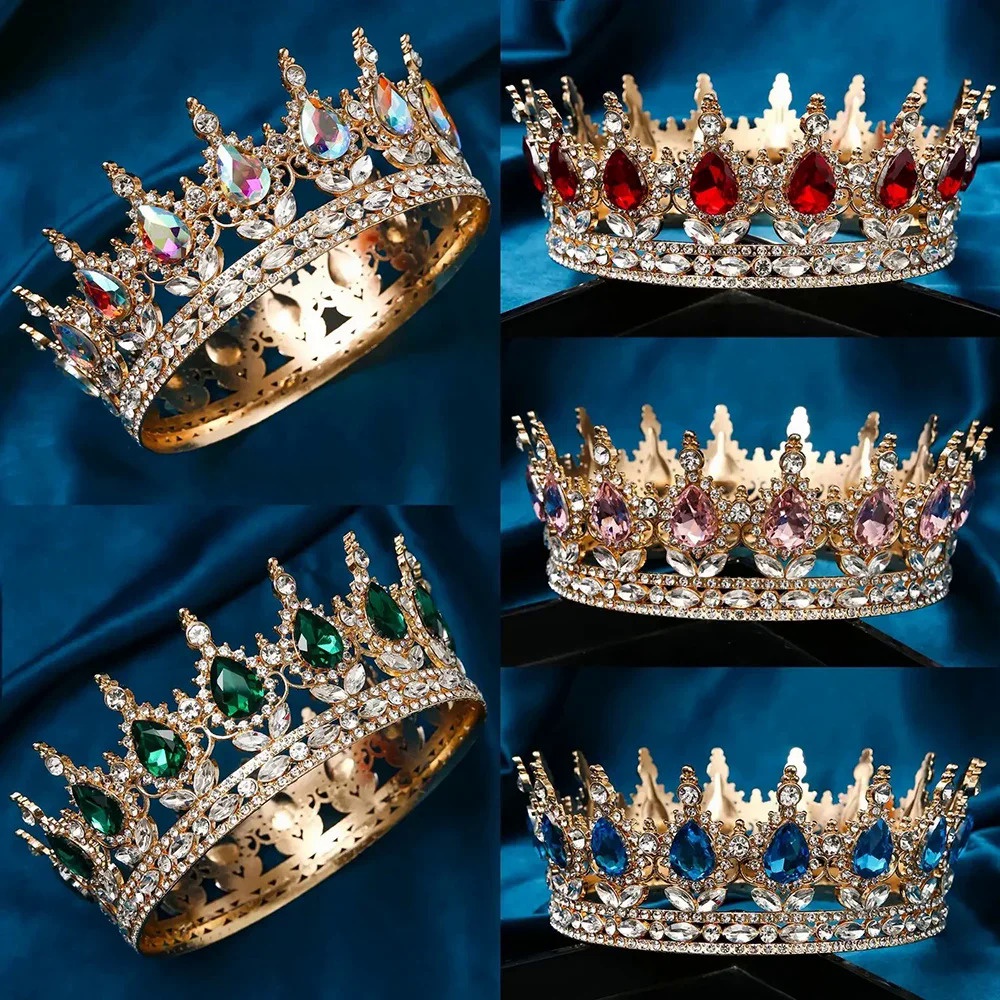 Crystal Vintage Bridal European Princess Tiara Round Baroque Pageant ...